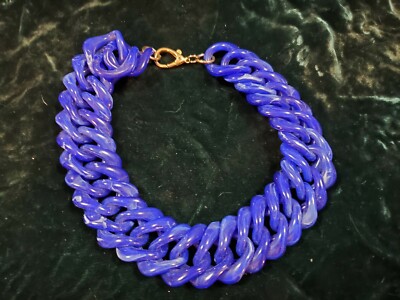 VINTAGE 90'S LARGE BLUE MARBLED PLASTIC CHAIN NECKLACE 17" FREE ...