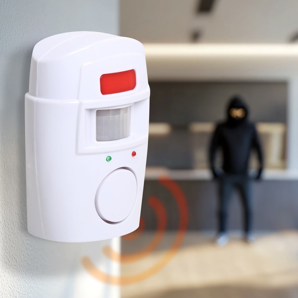 NEW WIRELESS PIR MOTION SENSOR ALARM + 2 REMOTE CONTROLS HOME GARAGE ...