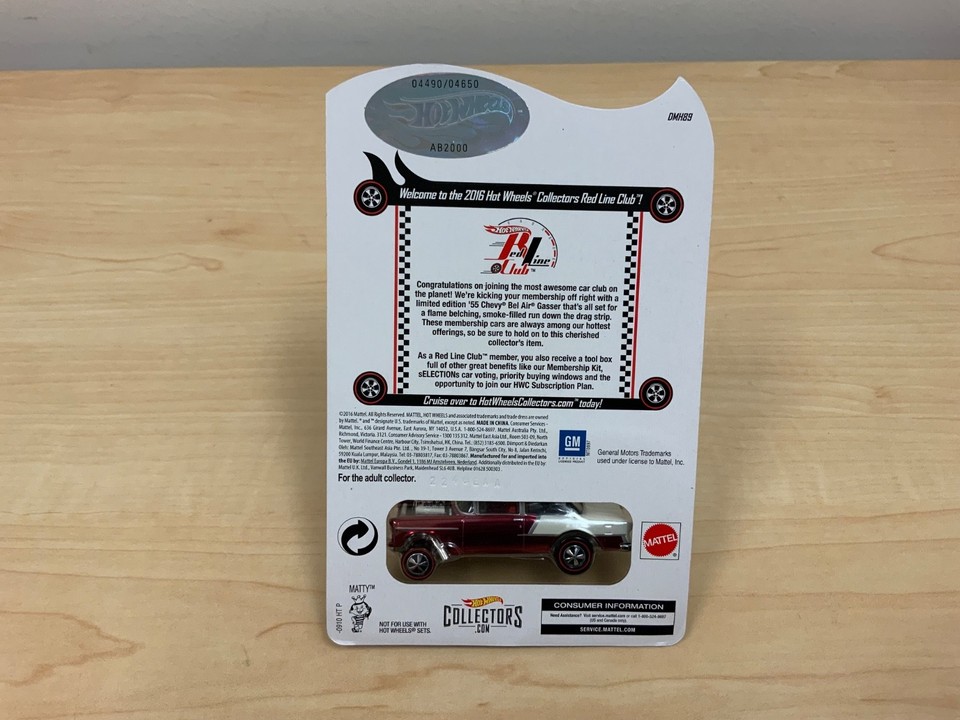 Hot Wheels 2016 RLC Membership Car Red '55 Chevy Bel Air Gasser MONMC ...