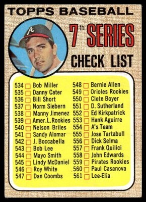 1968 TOPPS CLETE BOYER 518 VG AMER 7TH SERIES CHECKLIST BASEBALL ...