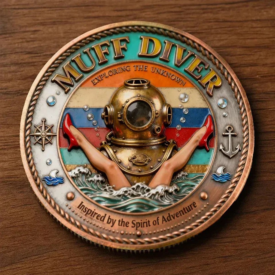 2PCS Muff Diver Adventure Commemorative Coin, Nautical Humor Challenge ...