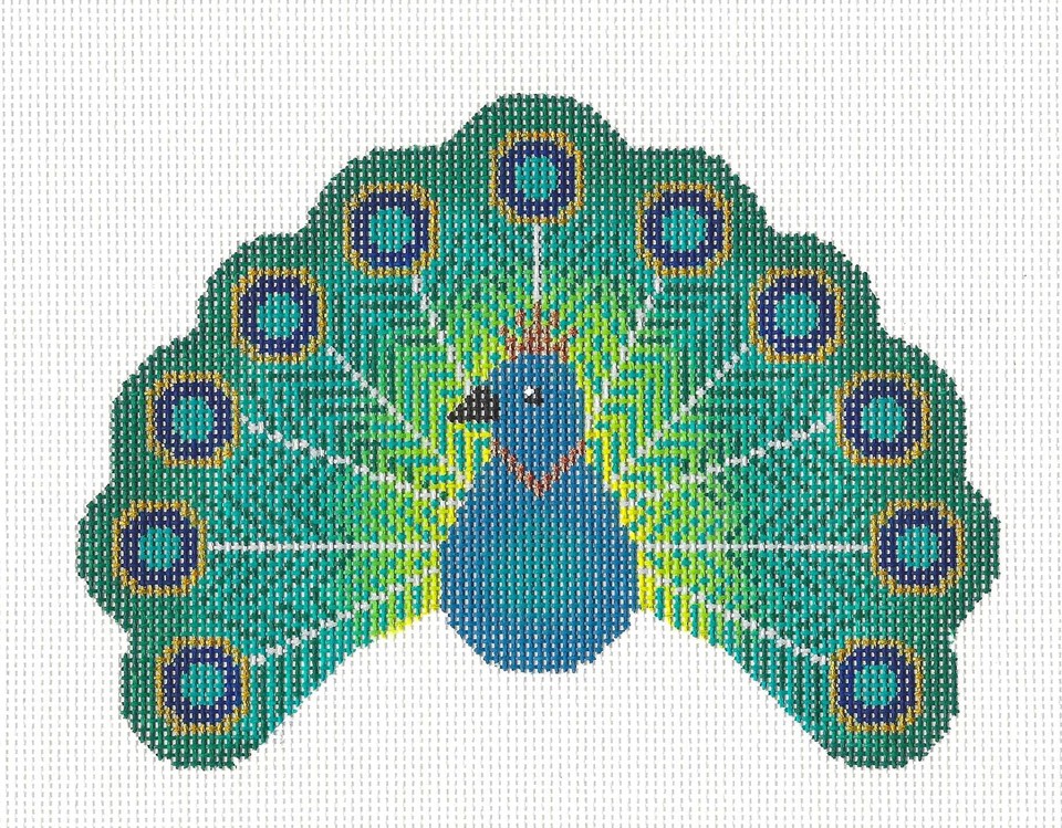 Elegant PEACOCK 18 Mesh handpainted Needlepoint Ornament Canvas JP ...