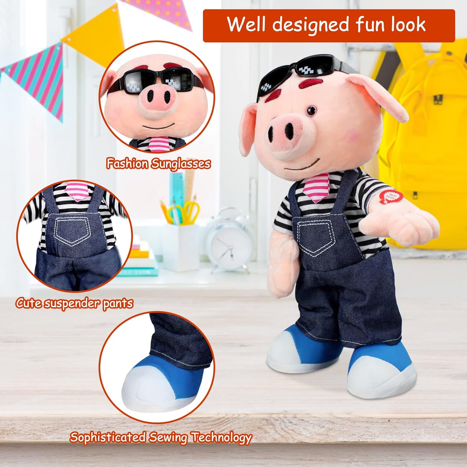 Pig Stuffed Animal, Waving Singing Dancing Pig Plush Interactive Toys ...