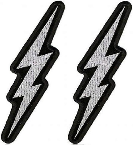 LIGHTNING BOLT SILVER METALLIC PATCH || 2PC iron on or Sew on 5"x2" | eBay