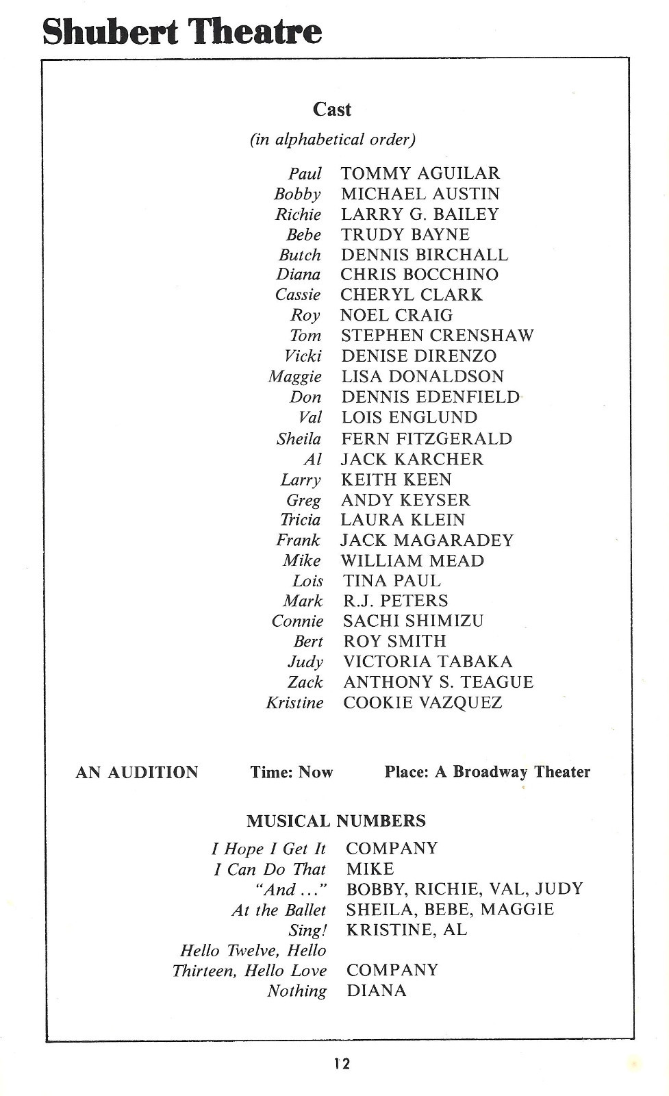 Cheryl Clark "A CHORUS LINE" Wanda Richert / Joseph Papp 1978 Chicago ...