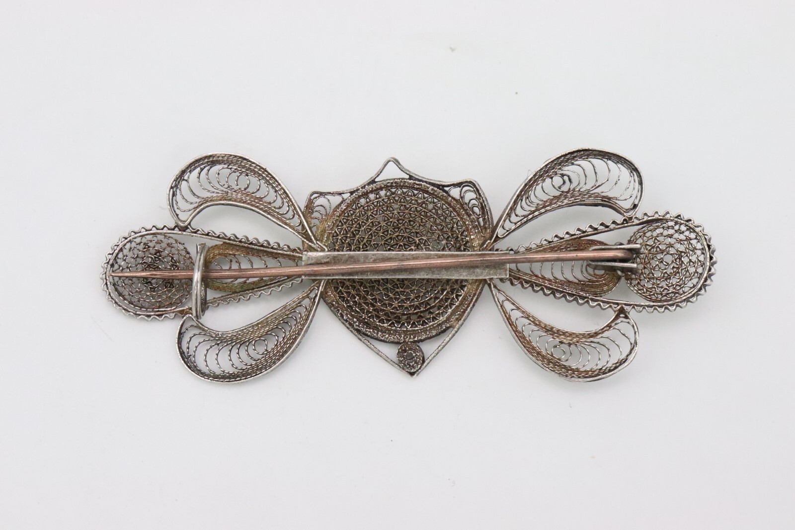 3" VTG Sterling Silver Victorian Filigree Wire Brooch… - Gem