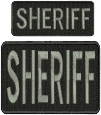 sheriff embroidery patches 2x5 and 4x6 hook on back grey letters | eBay