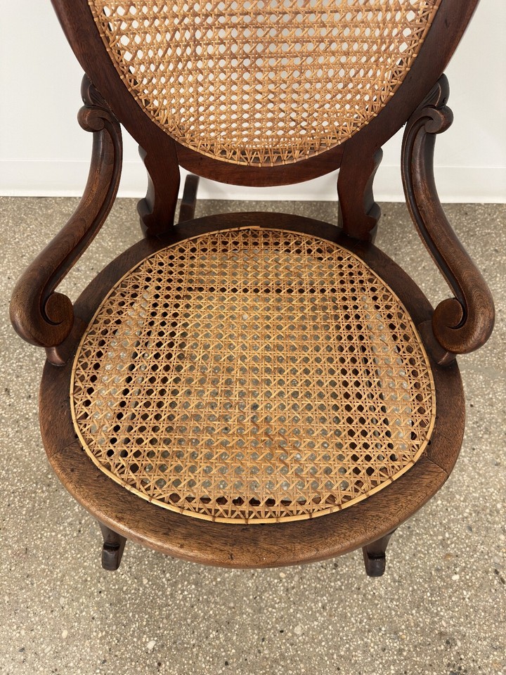 Antique Victorian Wood Caned Rocking Chair, Stunning Brown | eBay