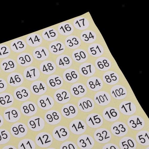 15 Sheets Round Sticky Numbered Labels 1-102 Self Adhesive Numbers ...