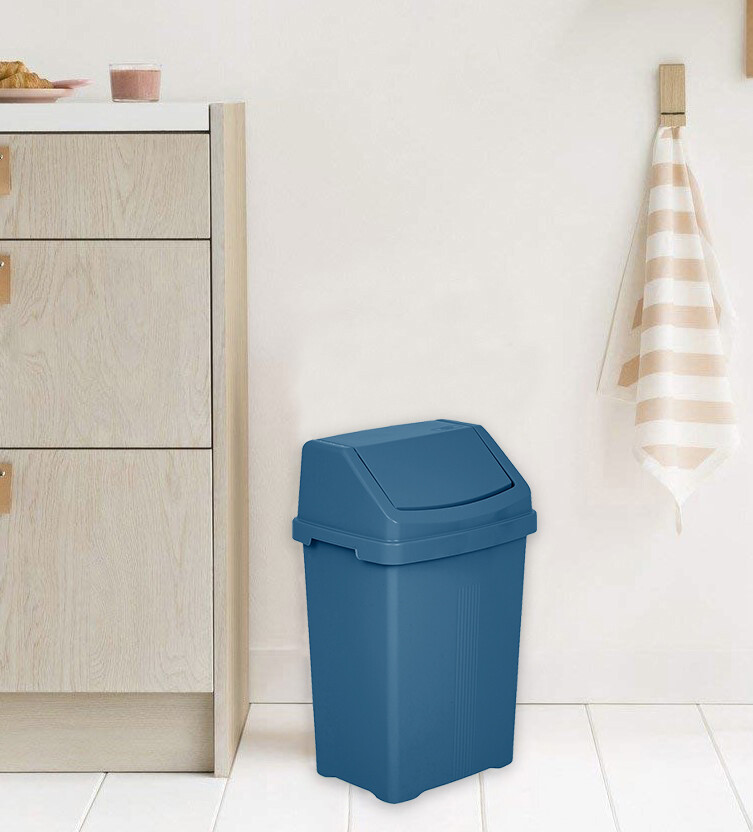 Navy 8L 25L 50L Swing Bin For Kitchen Plastic Waste Bin Office School ...