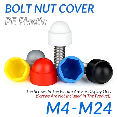 Coloured Plastic Nut & Bolt Cover Dome Cap Hexagon Head Hat Protection ...