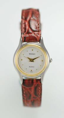 Regency Womens Watch White Stainless Silver Gold Leather Maroon Water ...