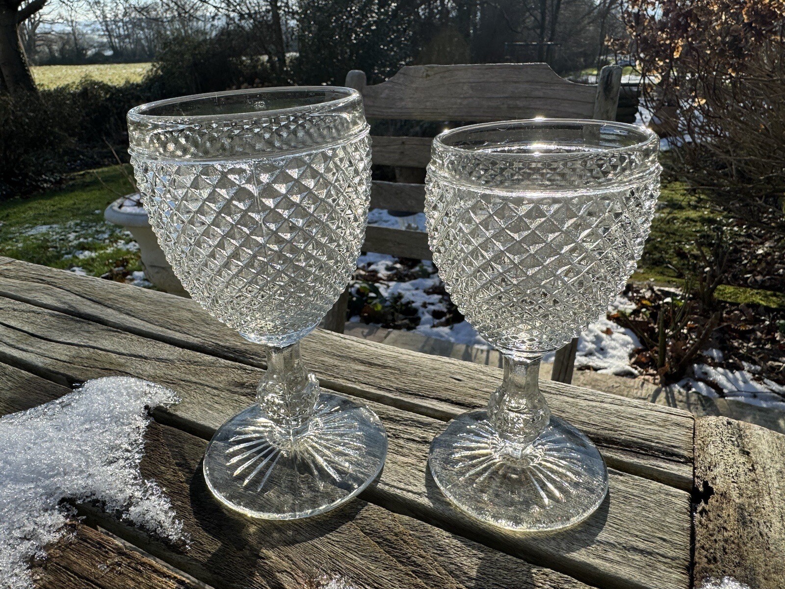 Genevieve lethu 15 Verres Moulé Inspiration Baccarat Taille Diamant Eau & Vin | eBay