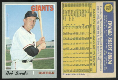 (66145) 1970 Topps 357 Bob Burda Giants-NM | eBay