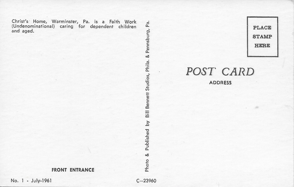 Christ's Home, Warminster PA handsome postcard not postally used | eBay