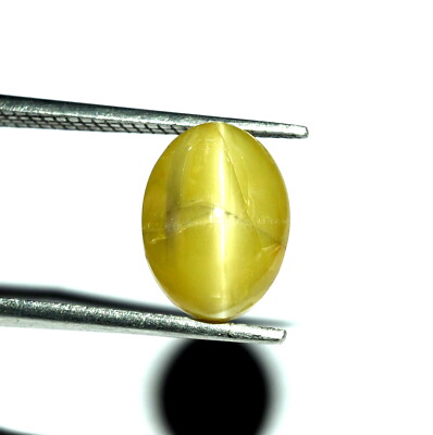 Natural Yellow Chrysoberyl Cat's Eye Cabochon Gemstone 11x8x5 MM Oval ...