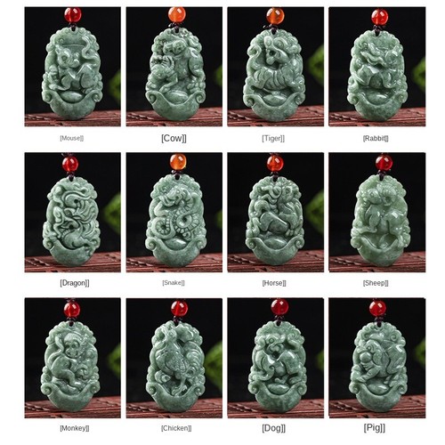 Certificate Burmese A Jade Zodiac Pendant Jewelry Green Amulets Men and ...
