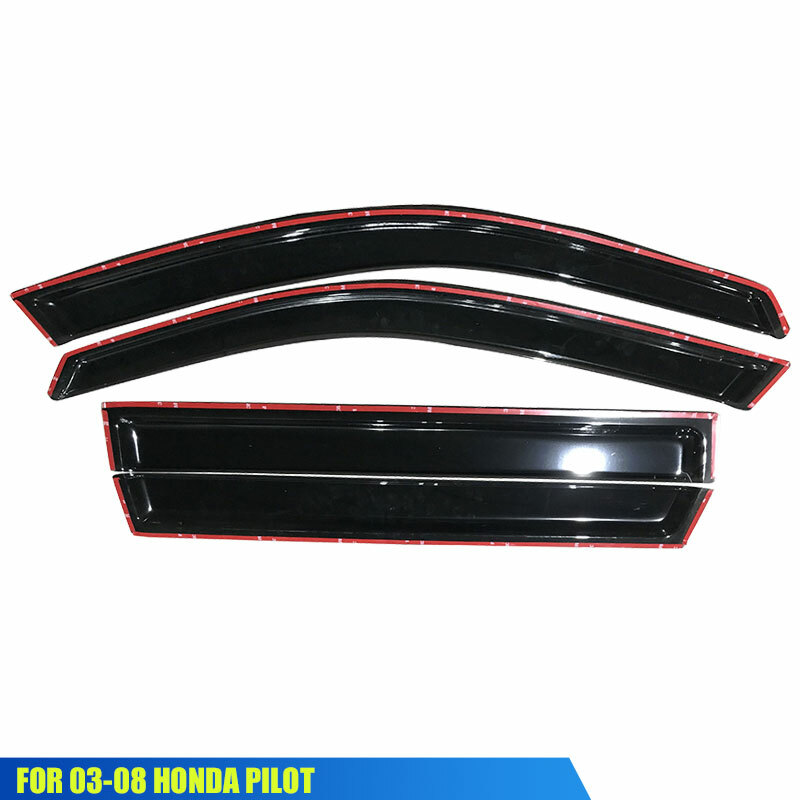 Fits 03-08 Honda Pilot Window Visors Vent Rain Guard Shade w/ Orange ...