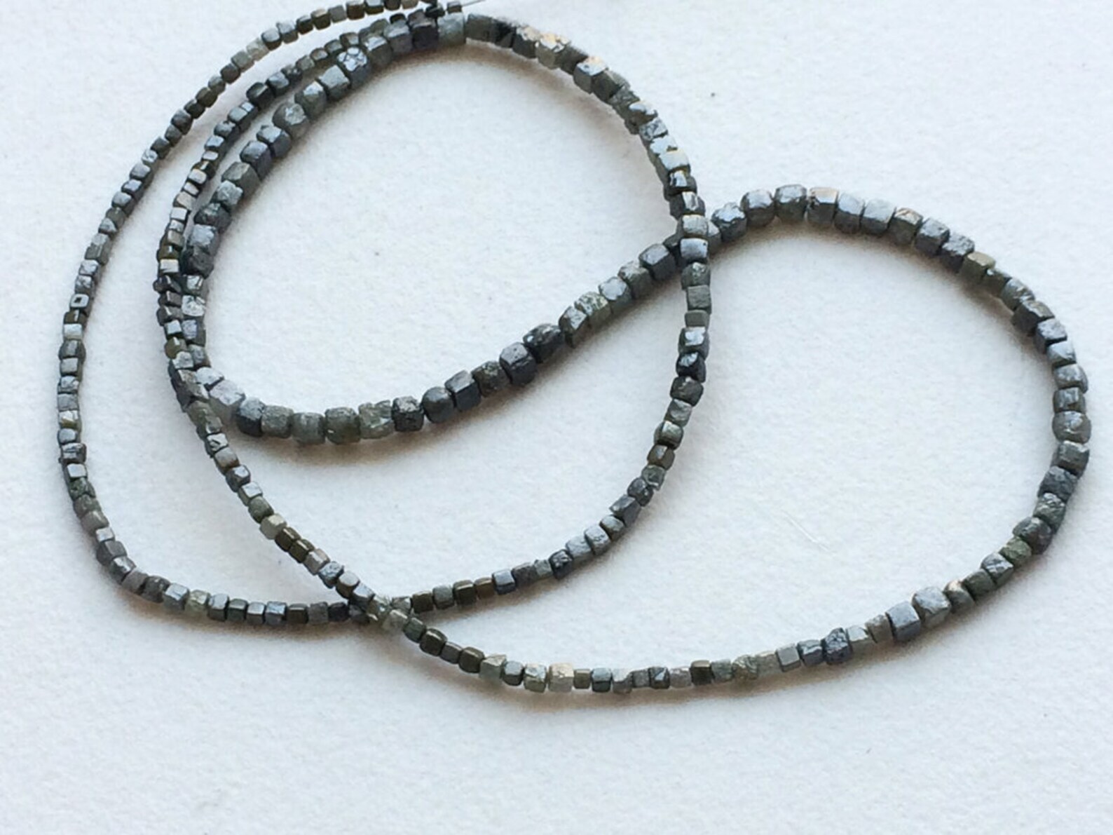 1-2mm Dark Grey Diamond Box Cubes Drilled diamond For Necklace (3.5IN ...