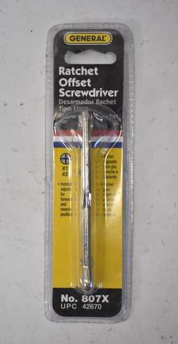 General Tools 807X Small Reversible Ratchet Offset Screwdriver Tool ...