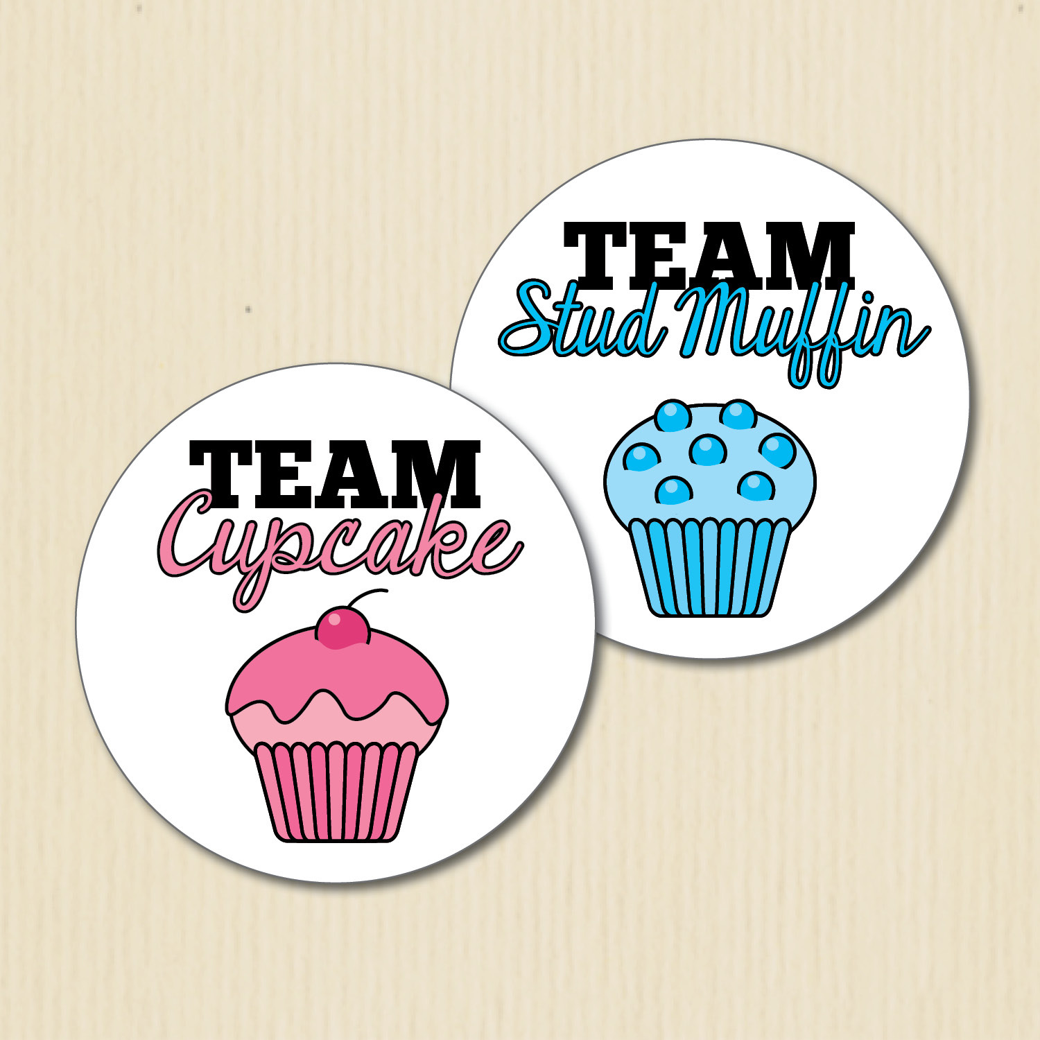 Cupcake or Stud Muffin Gender Reveal Party Stickers, Baby Shower, Team ...