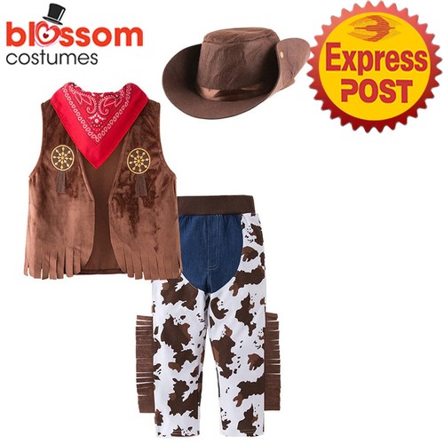 N705 Cowboy Child Western Vest Pants Hat Book Week Indian Boys Wild ...