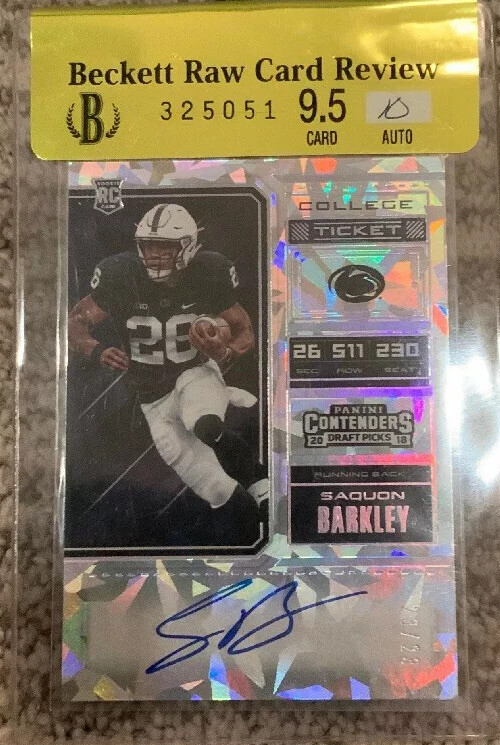 Saquon Barkley rookie auto Cracked Ice 23/23 BGS 9.5 Rc Panini ...