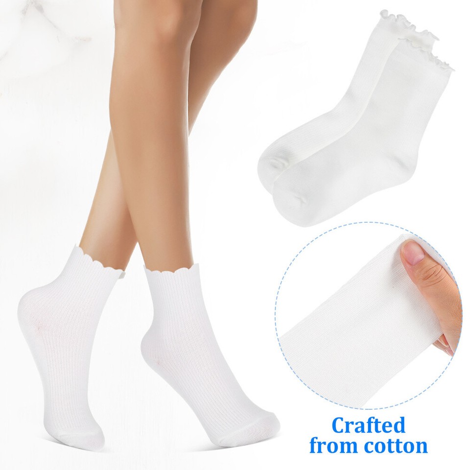 3 Pairs Ruffle Socks Socks Women Socks Cute Socks White Ruffle Socks ...