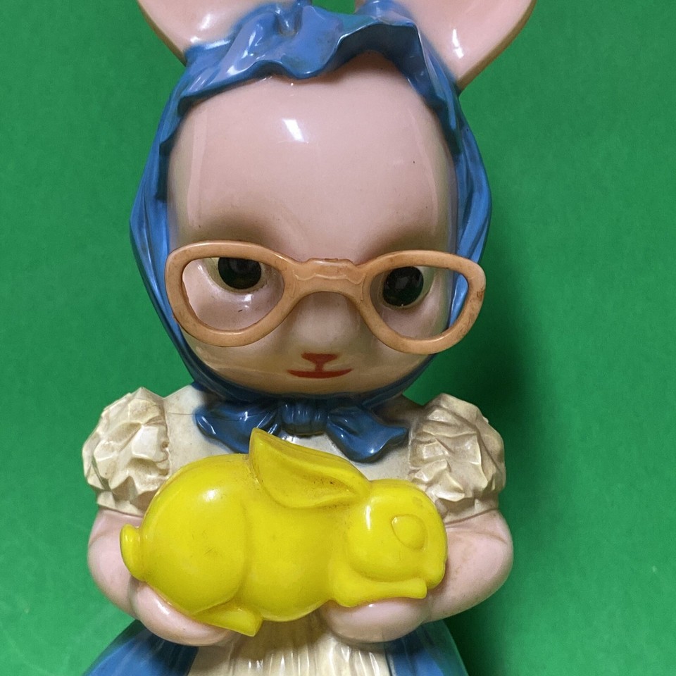Vintage 1950's Knickerbocker 11" Hard Plastic Easter Bunny Girl Rabbit ...
