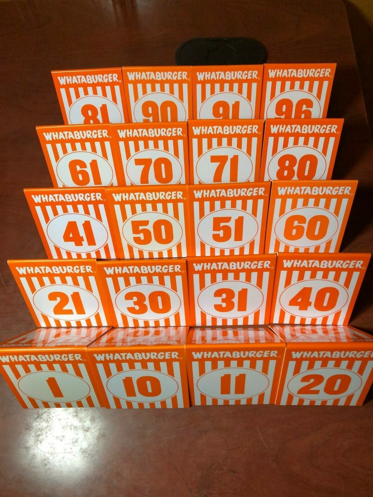 Whataburger Table Tent Numbers - Complete Glossy Set of Order Numbers ...