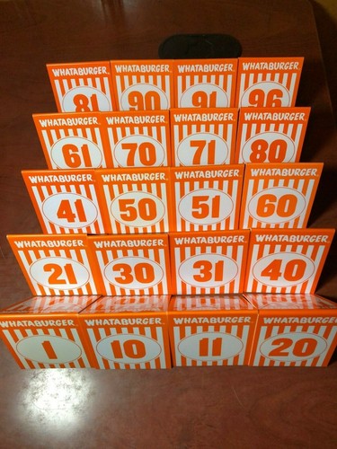 Whataburger Table Tent Numbers - Complete Glossy Set of Order Numbers ...