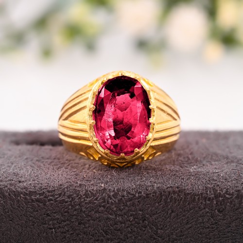 Gold Ring Natural Faceted Ruby 14K Solid Yellow Gold Gemstone For Gift ...