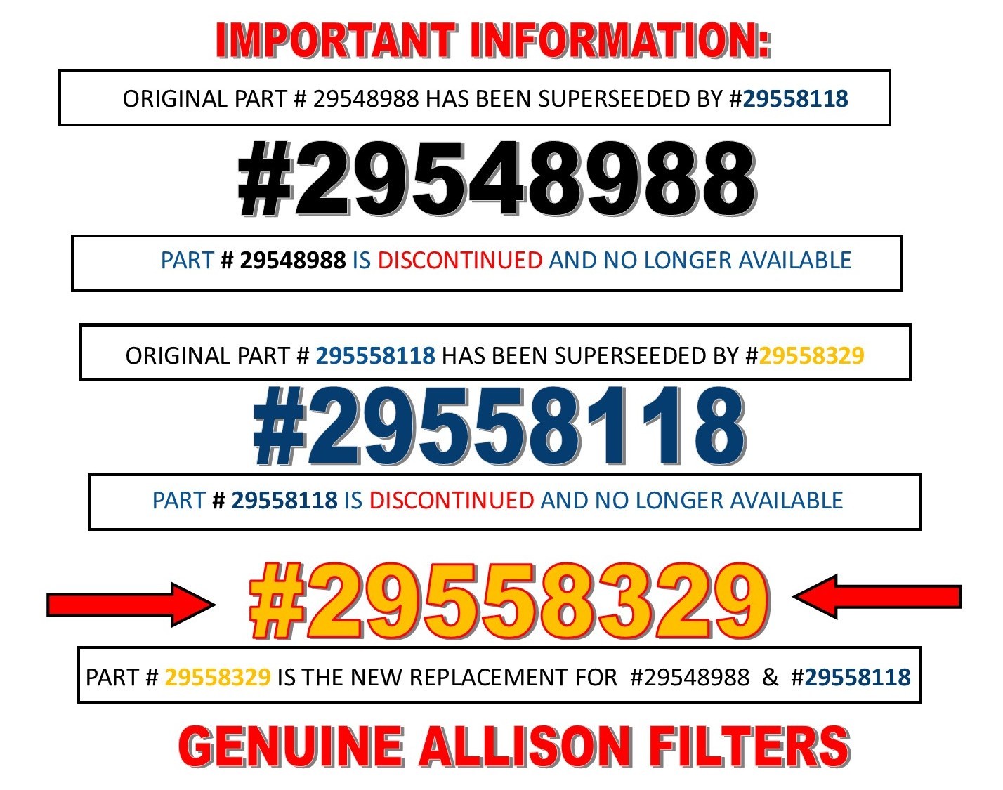 Allison High Capacity (6") Genuine Allison Filter Kit (2 Filters ...