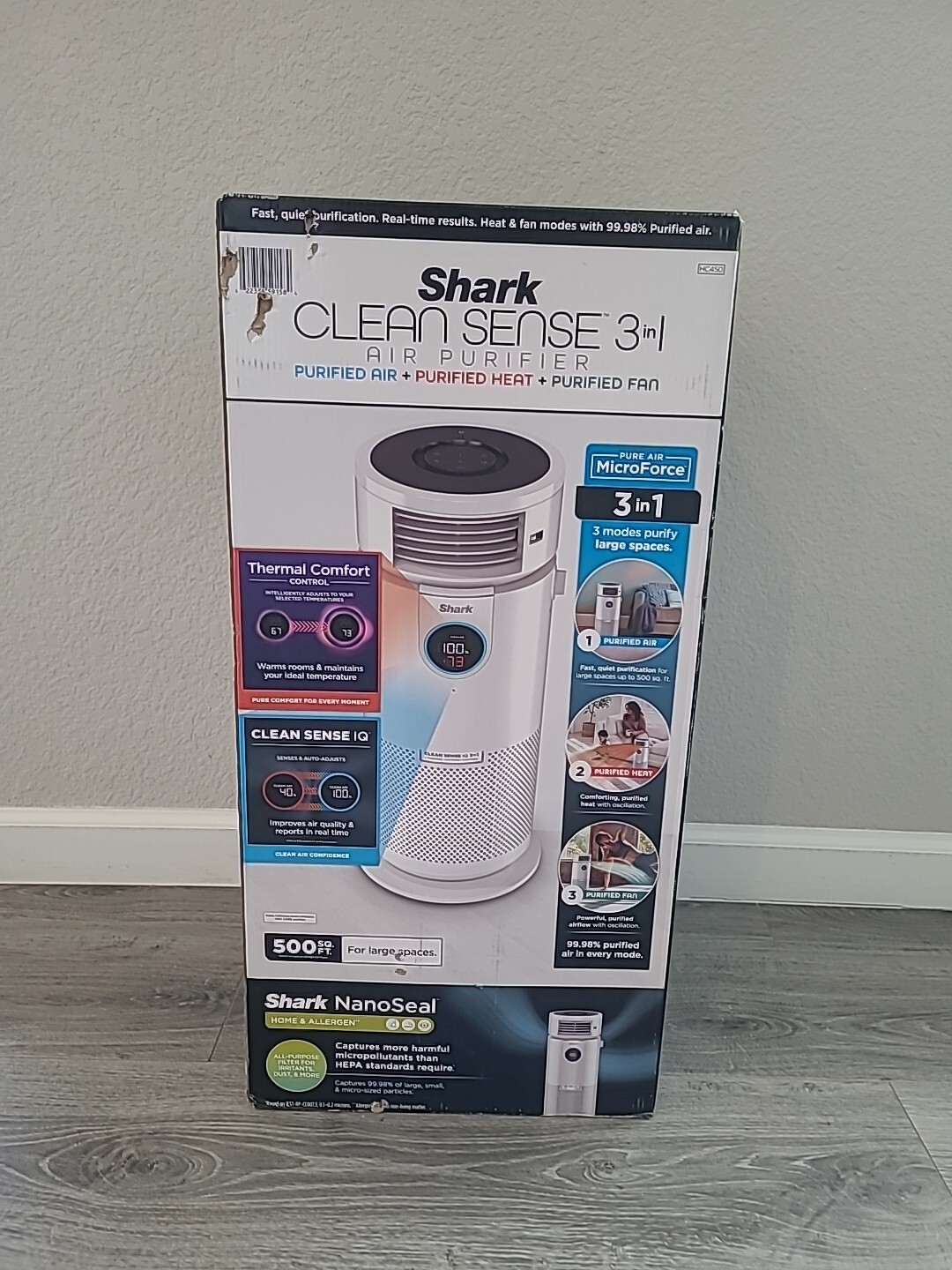 Shark Clean Sense 3-in-1 Air Purifier Heater & Fan w/ NanoSeal HEPA ...