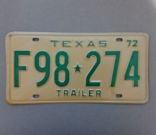 🐾 1972 TEXAS "TRAILER" LICENSE PLATE (F98-274) UNUSED NOS | eBay