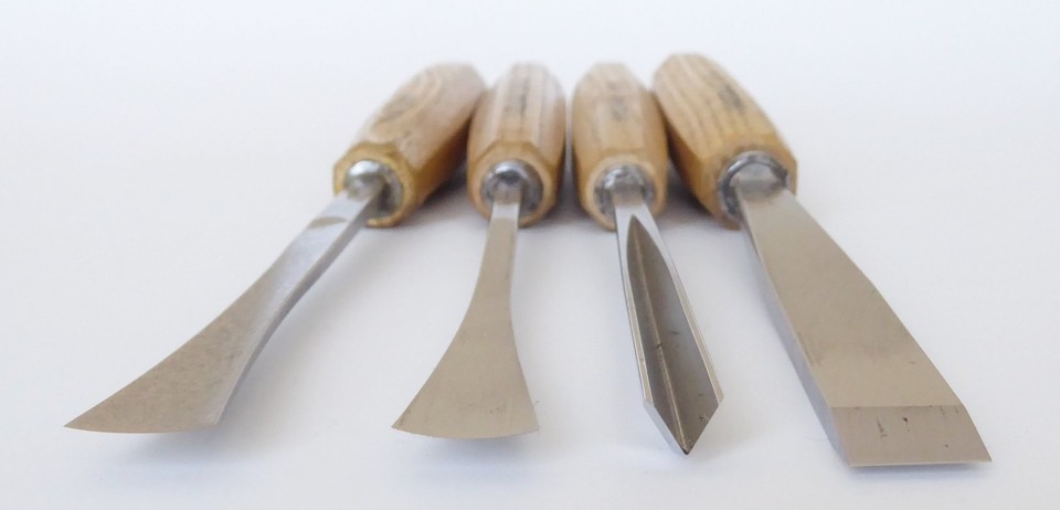 4 Pfeil Swiss Made Octagonal Ash Handled Carving Chisels | eBay UK