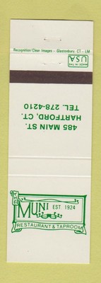Matchbook Cover - Muni Restaurant Taproom Hartford CT | eBay