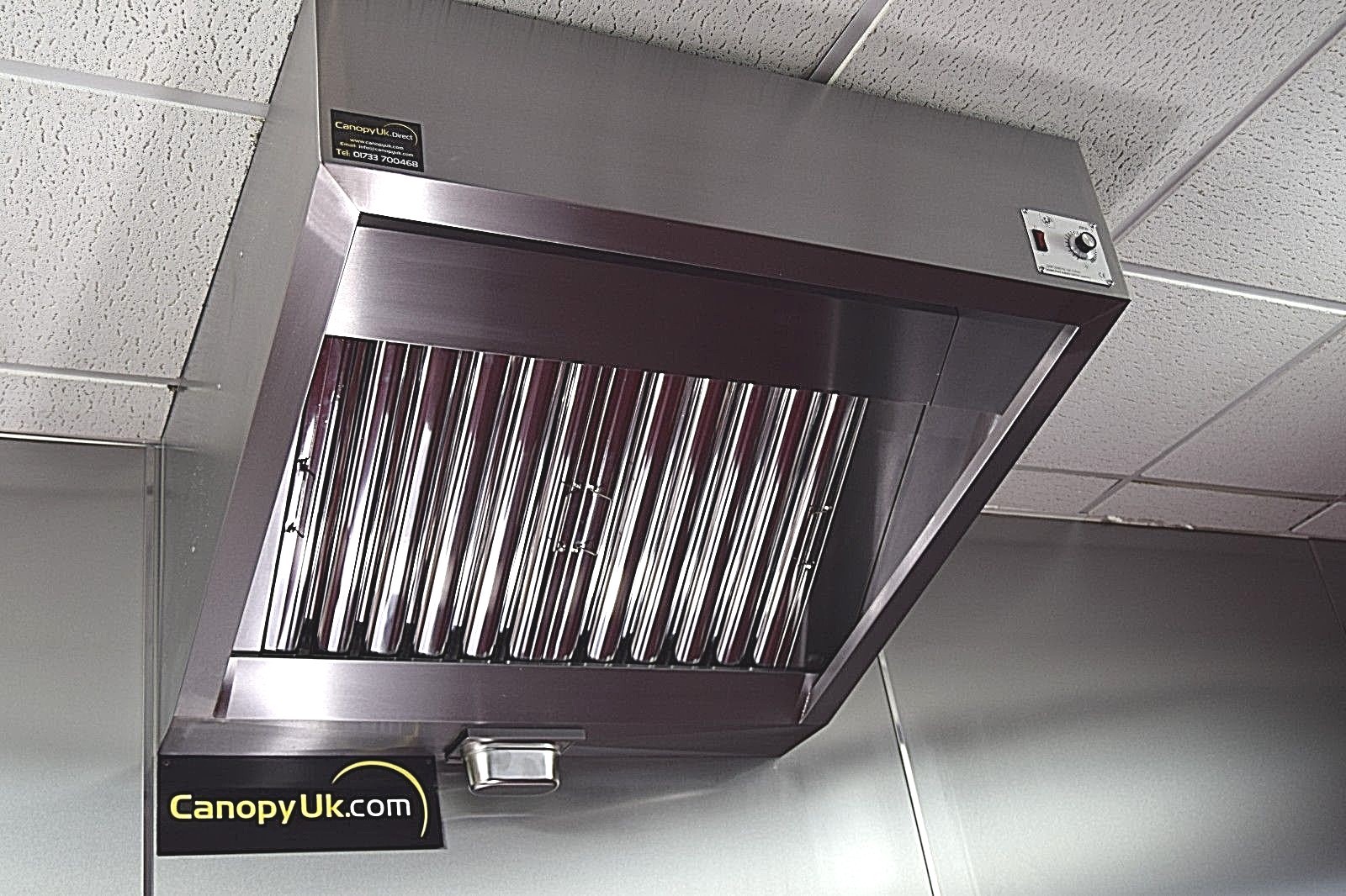 Commercial kitchen Extraction Canopies Hoods with built in fan 1800mm x ...