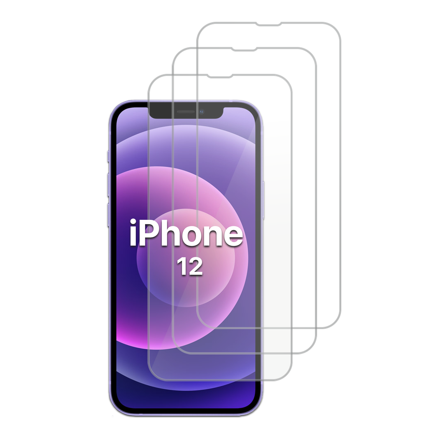 iPhone 12 Screen Protectors (3 Pack) Premium Tempered Glass Film Shield ...