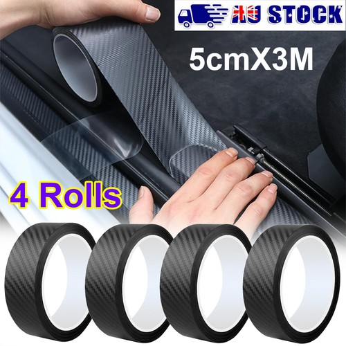 4X Carbon Fiber Car Sticker 5cmX3M Door Sill Scuff Anti Scratch ...