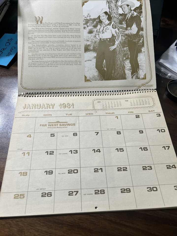 Roy Rogers And Dale Evans Our Family Album Calendar 1981 Far West ...