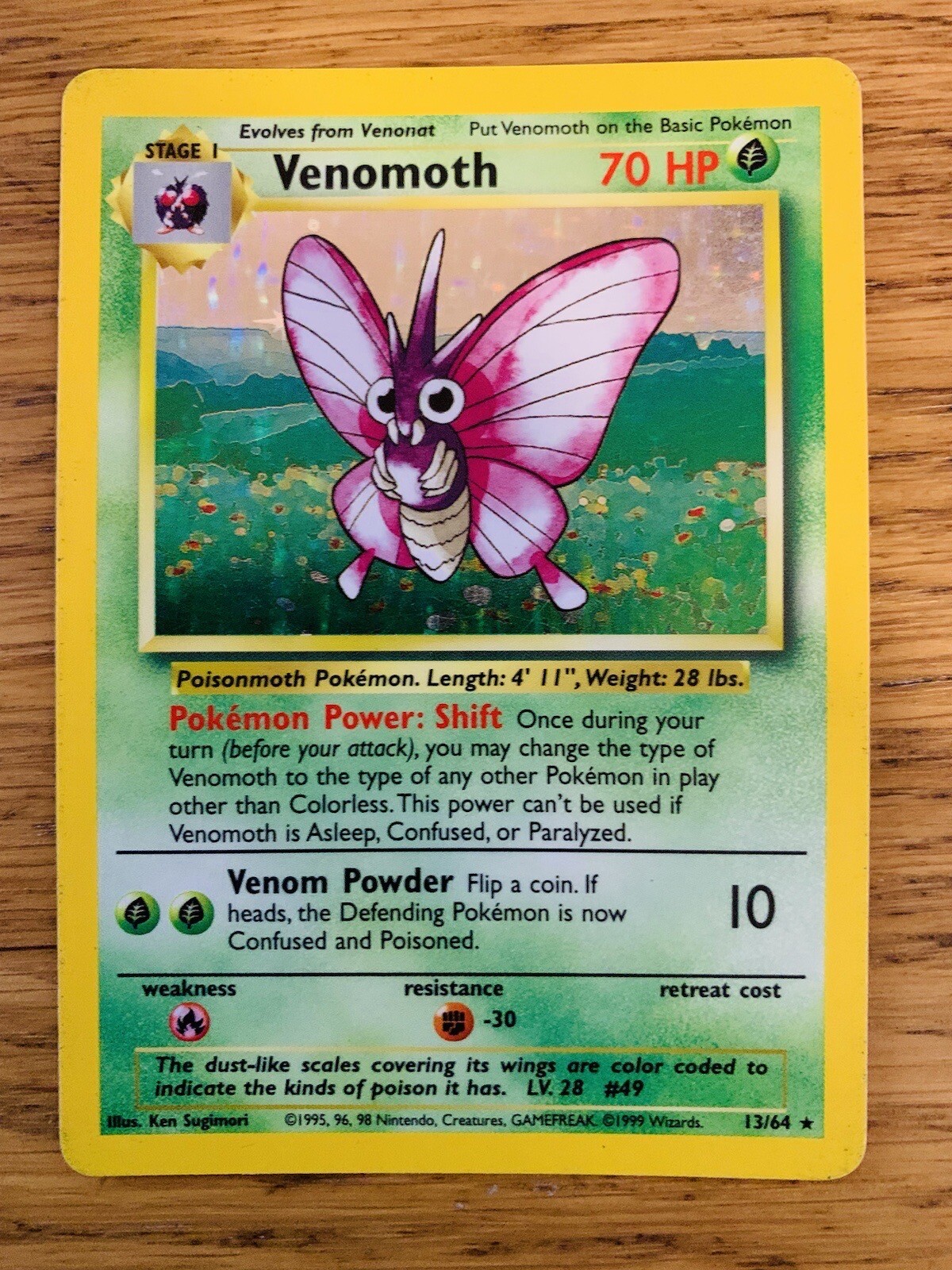 MINT! No Symbol ERROR Venomoth (13/64) Holo Jungle Set Pokemon Card ...