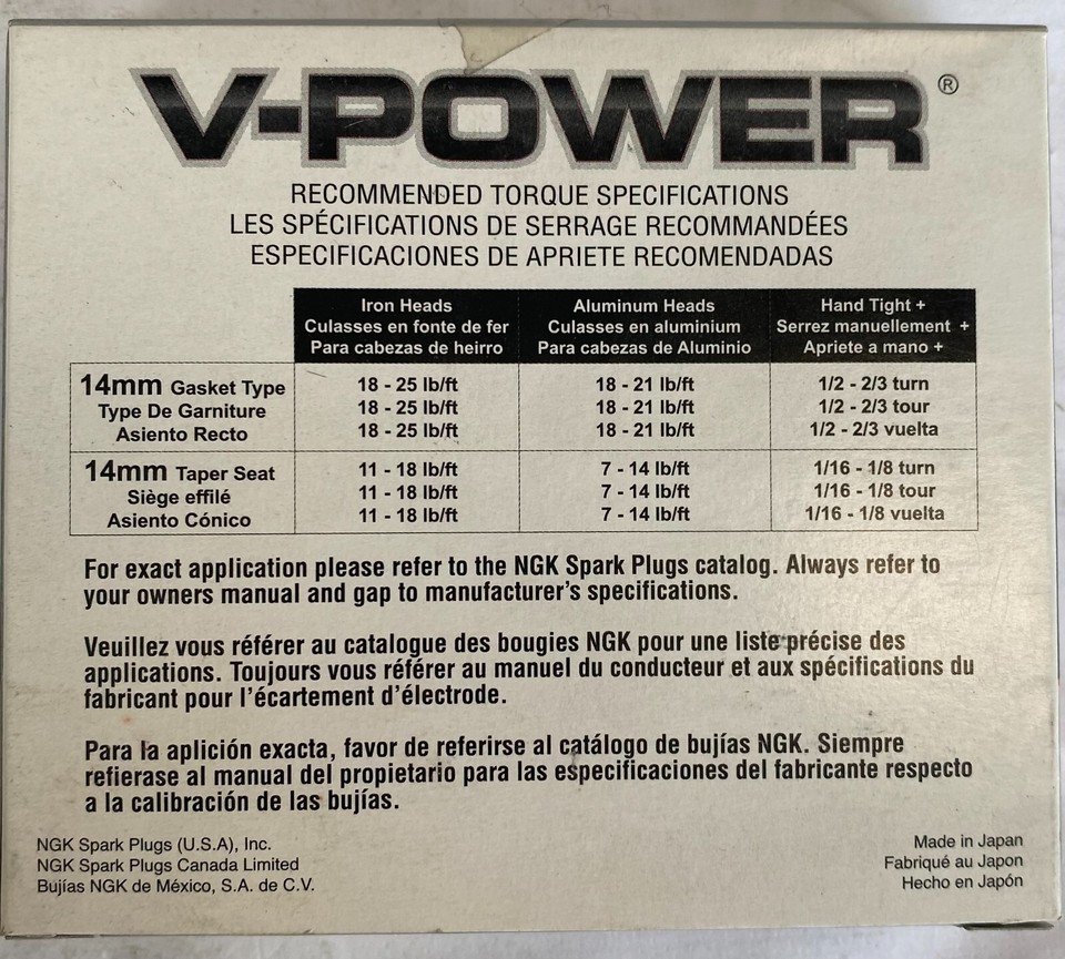 NGK SPARK PLUGS V-POWER Stock No. 2771 UR5 | eBay