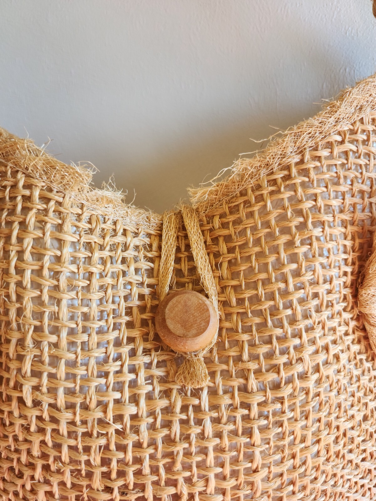 Women's VTG Handcrafted Woven Jute/Straw Lined Floral Shoulderbag/Pruse ...