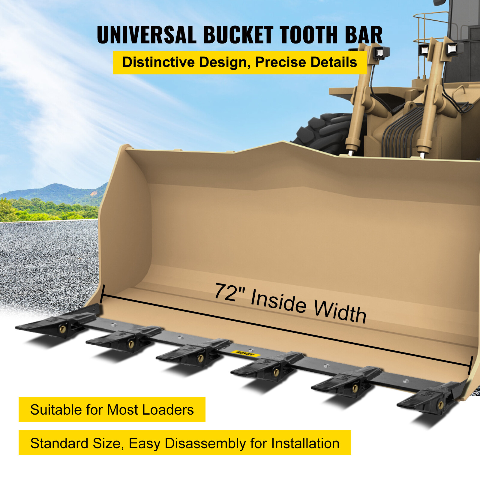 VEVOR Bucket Tooth Bar Tractor Bucket Teeth 48'' Inside Bucket Width ...