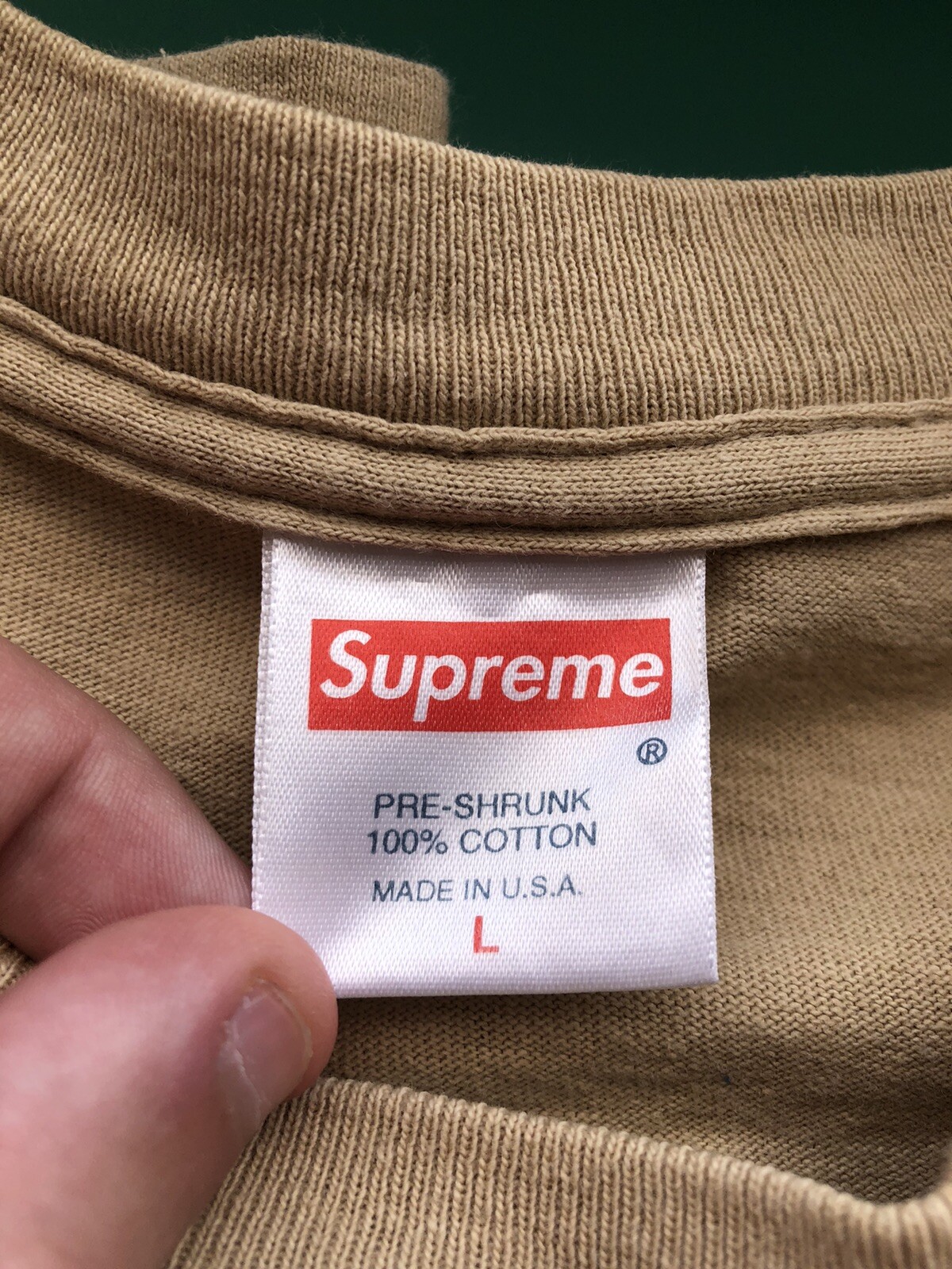 Vintage 90s Supreme Black On Tan Bold Font Box Logo S… - Gem
