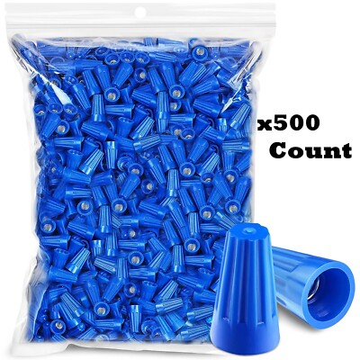 Blue Wire Nuts Lot 500 Piece UL Listed Twist-On for 20-16 Gauge AWG ...