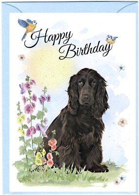Cocker Spaniel Black Dog (4"x 6") Birthday Card with blank inside - by ...