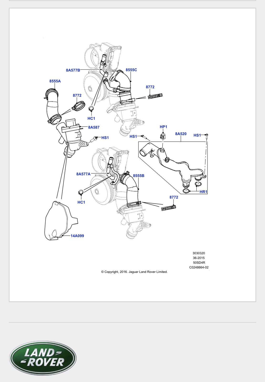 Genuine Land Rover Hose Throttle Body Heater Outlet 5.0l V8 Petrol ...