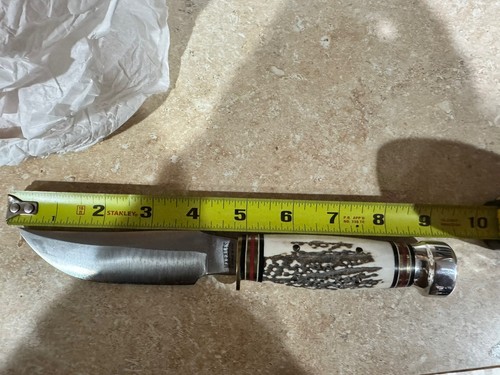 NOS Marbles Gladstone Michigan, BISON Stag/ Aluminum Handle Knife With ...